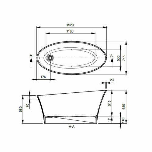 BC Designs Delicata Solid Surface Freestanding Bath – 1520mm x 715mm ...