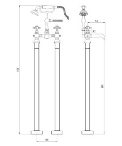 British Baths Moda Floor Mounted Bath Shower Mixer Tap – Chrome Finish ...