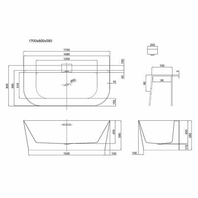 British Baths Derwent Back to Wall Freestanding Bath – “D” Shaped One ...