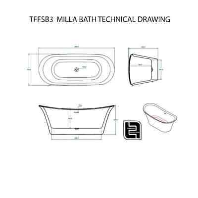 Vibrance Vogue Milla 1700 x 700 Gloss White Acrylic Freestanding Double ...