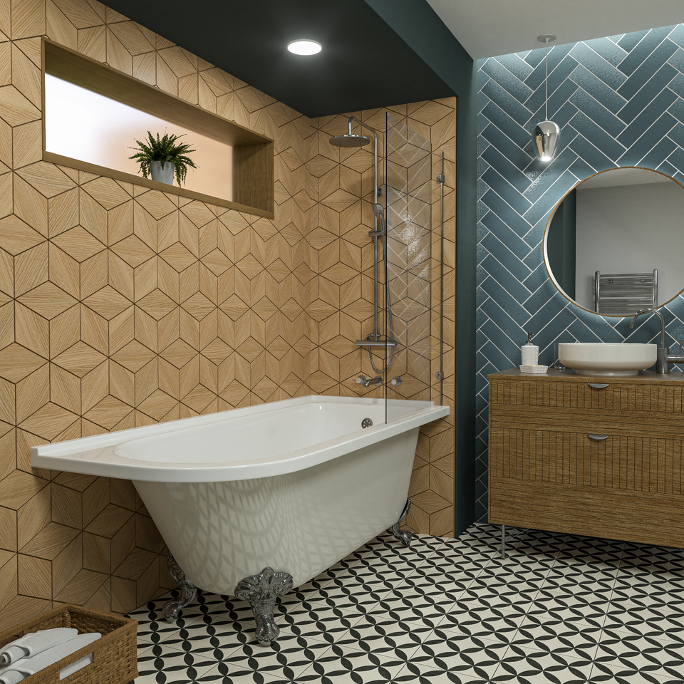 British Baths Baysdale Freestanding Shower Bath with Choice of Feet ...