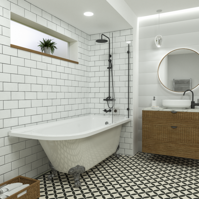 British Baths Baysdale Freestanding Shower Bath with Choice of Feet ...