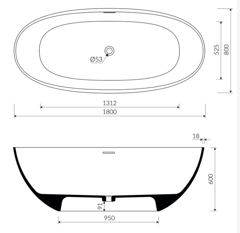 British Baths Lumino 1800 Solid Surface Stone Resin Freestanding Bath ...