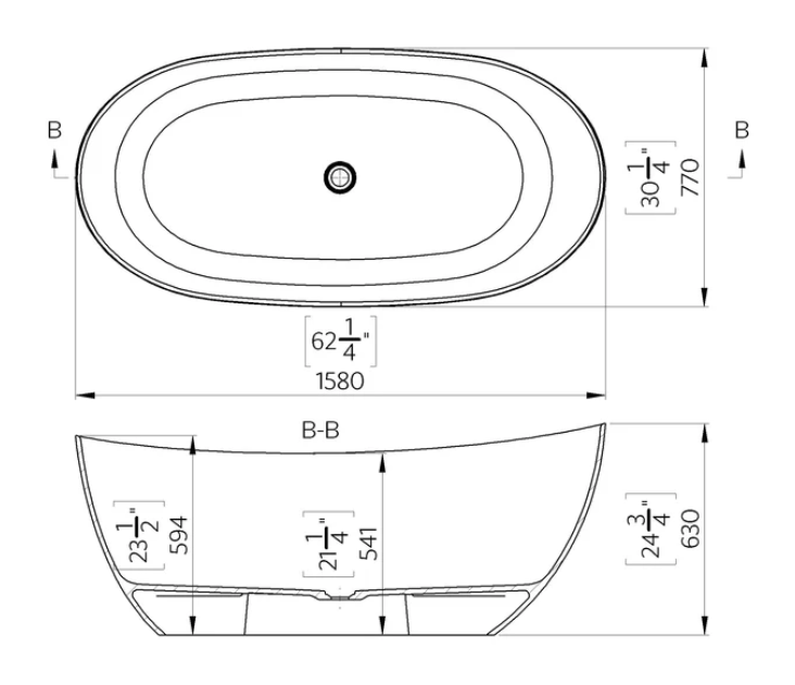 British Baths Porto Solid Surface Stone Resin Freestanding Bath ...