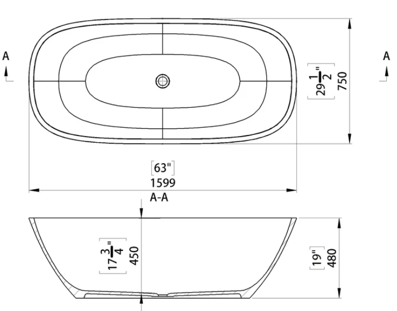 British Baths Malaga Solid Surface Stone Resin Freestanding Bath ...