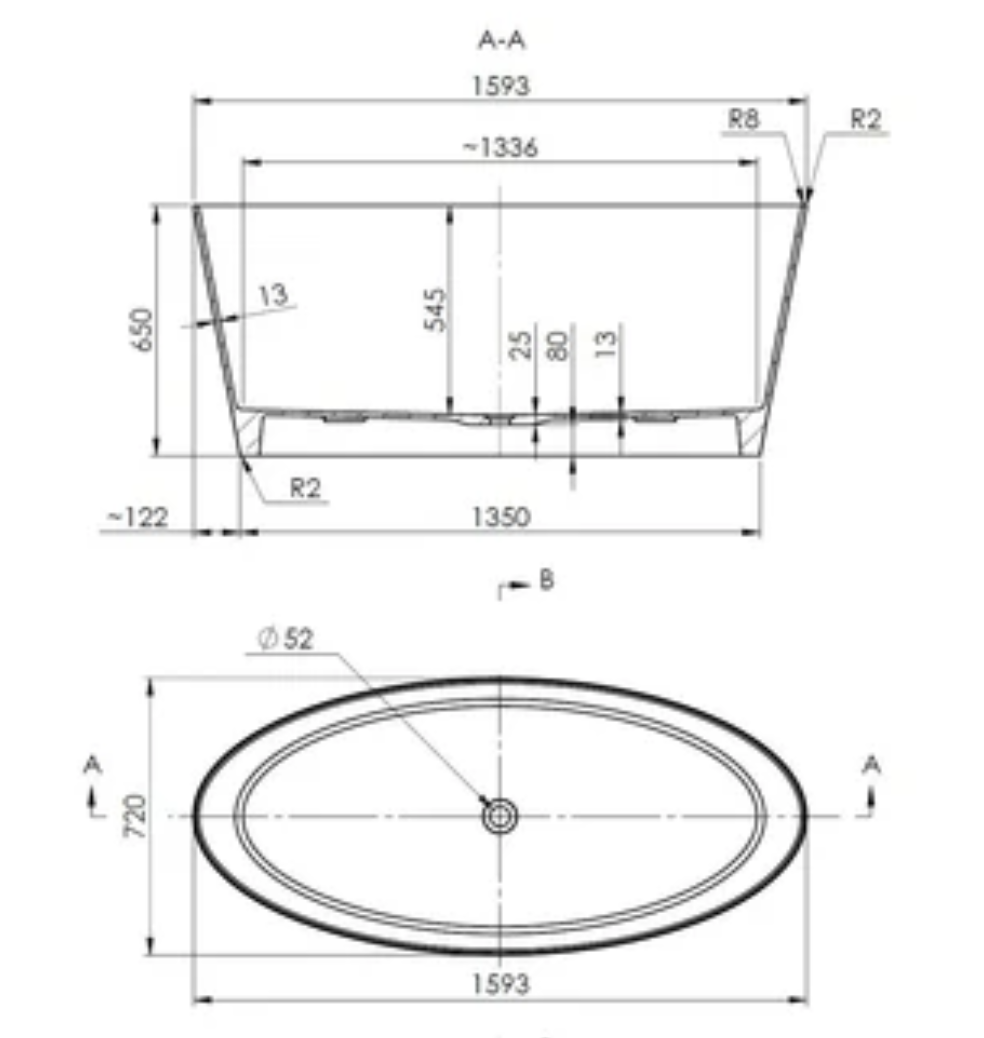 British Baths Rona White Solid Surface Stone Resin Freestanding Bath ...