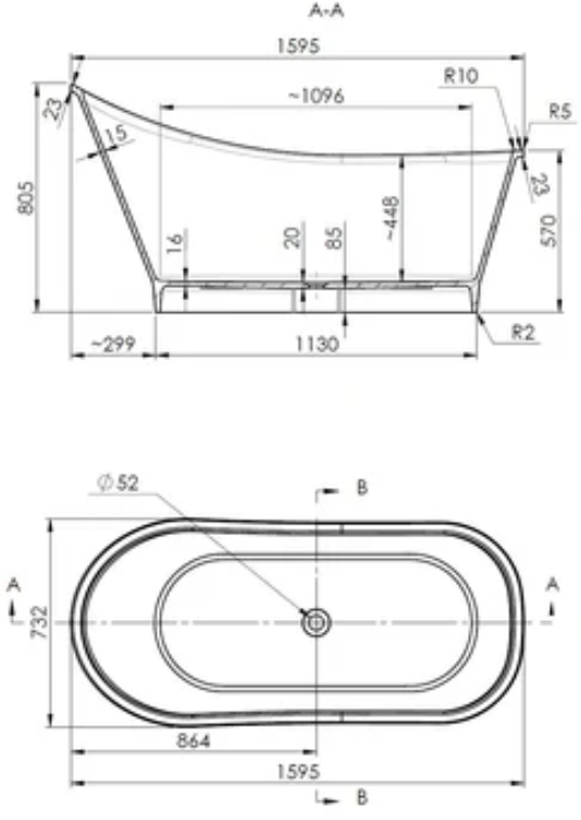 British Baths Silvia Solid Surface Stone Resin Freestanding Bath ...