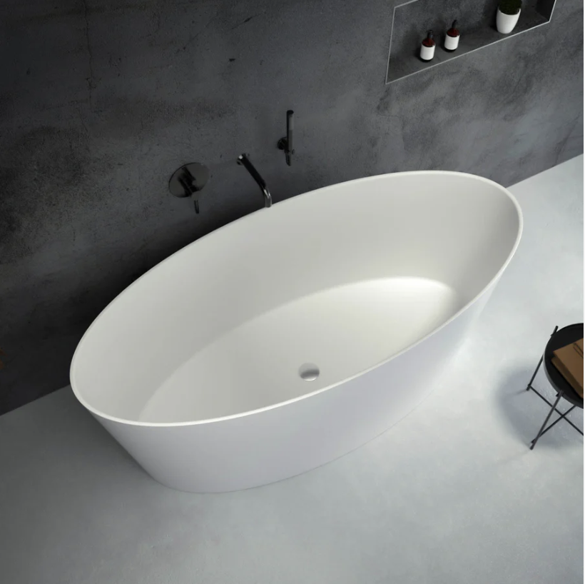 British Baths Rona White Solid Surface Stone Resin Freestanding Bath ...