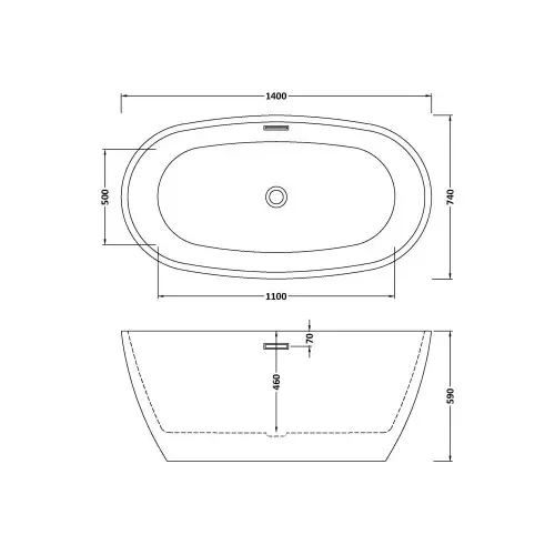British Baths Bagby Small Oval Freestanding White Acrylic Bath – 1400mm ...