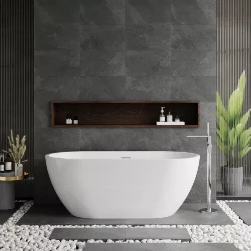 British Baths Bagby Small Oval Freestanding White Acrylic Bath – 1400mm ...