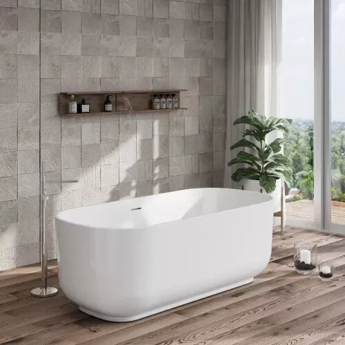 British Baths Liverton Square Freestanding White Acrylic Bath 1700 x ...