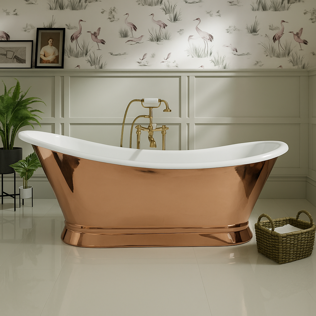 BC Designs 1700 Copper Outer -White Enamel Inner Slipper Bath 1700 x ...